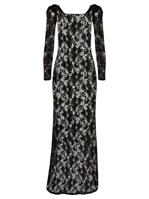 Nina Ricci Bow-embellished Lace Gown - Black