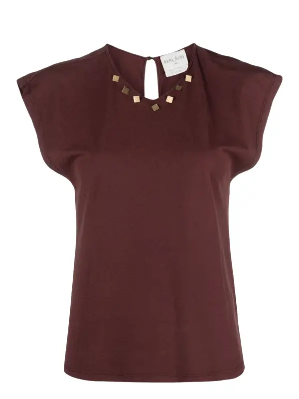 FORTE_FORTE Studded Cotton Blouse - Brown