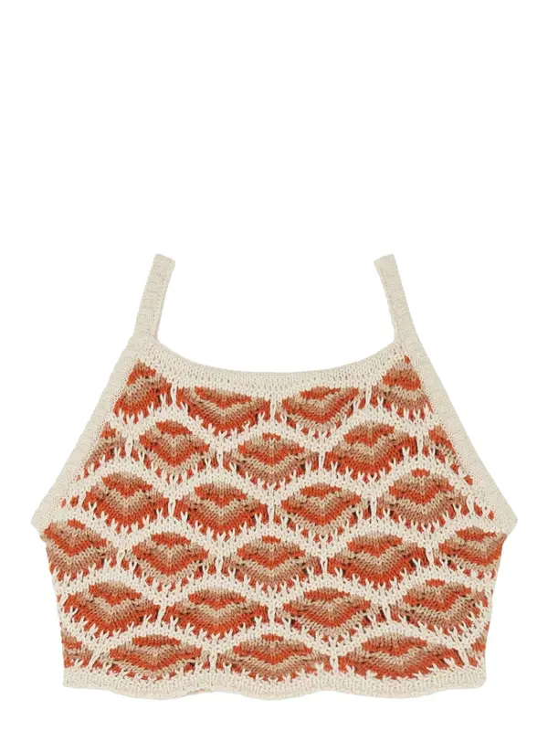Alanui Hawa Mahal Crochet-knit Top - Neutrals