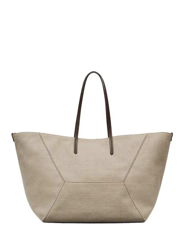Brunello Cucinelli Trapeze Cotton-blend Tote Bag - Neutrals