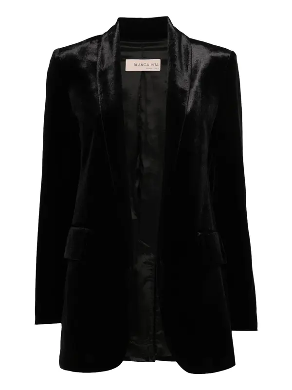 BLANCA VITA Guarana Velvet Blazer - Black