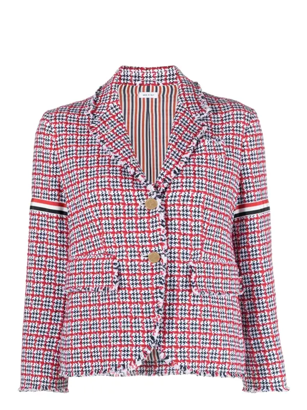 Thom Browne Check-pattern Tweed Jacket - Red