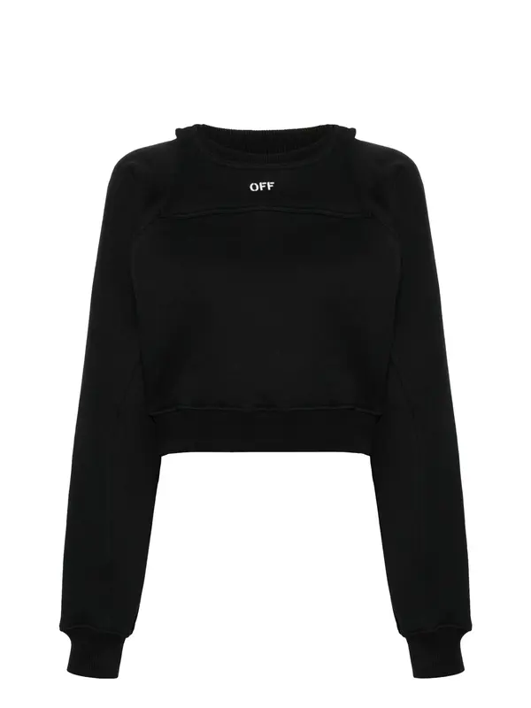 Off-White Cropped Layered Sweatshirt - Black