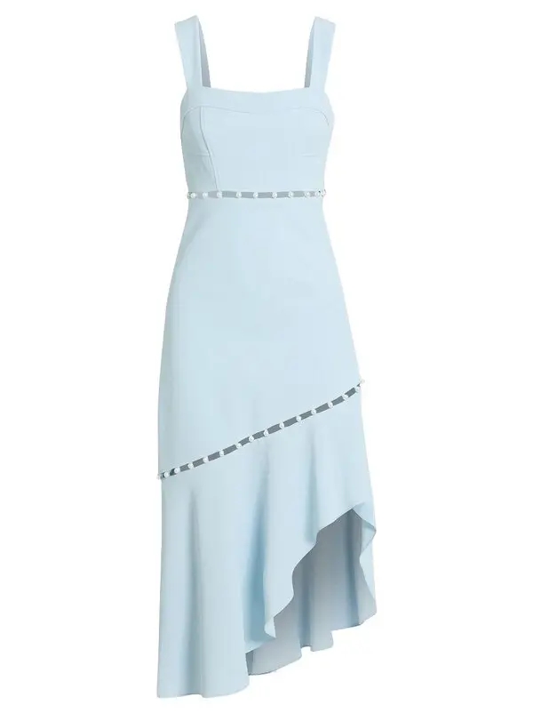 Simkhai Houston Asymmetric Cutout Embellished Crepe Midi Dress - Sky Blue
