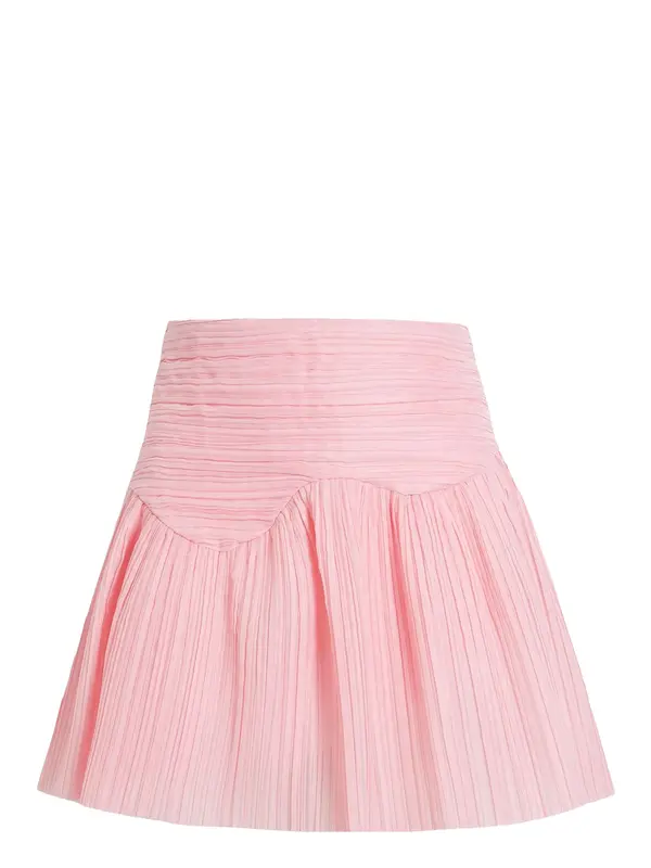 Aje Laurier Wave Plissé Organza Mini Skirt - Baby Pink