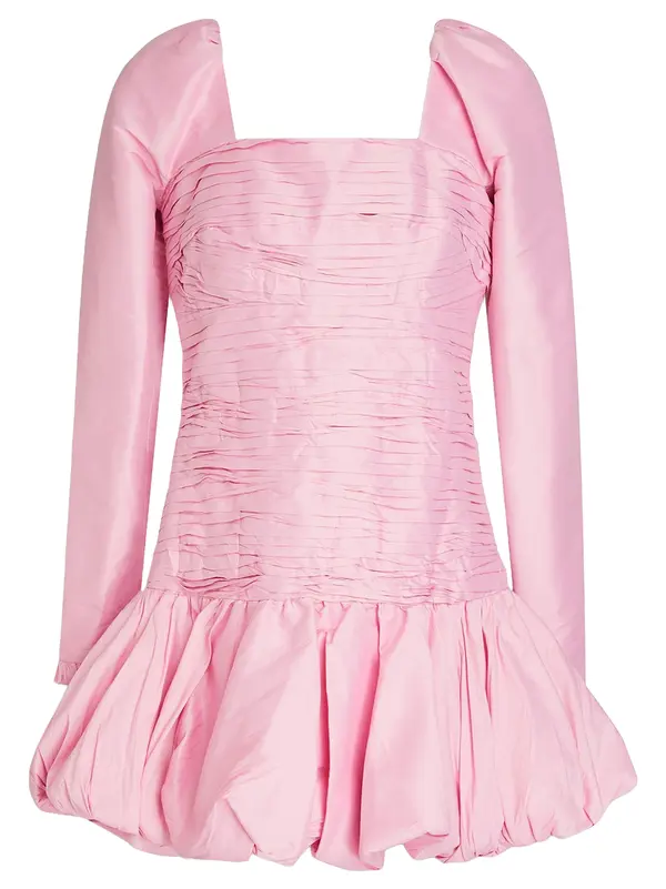 Aje Bijou Ruffled Pleated Taffeta Mini Dress - Baby Pink