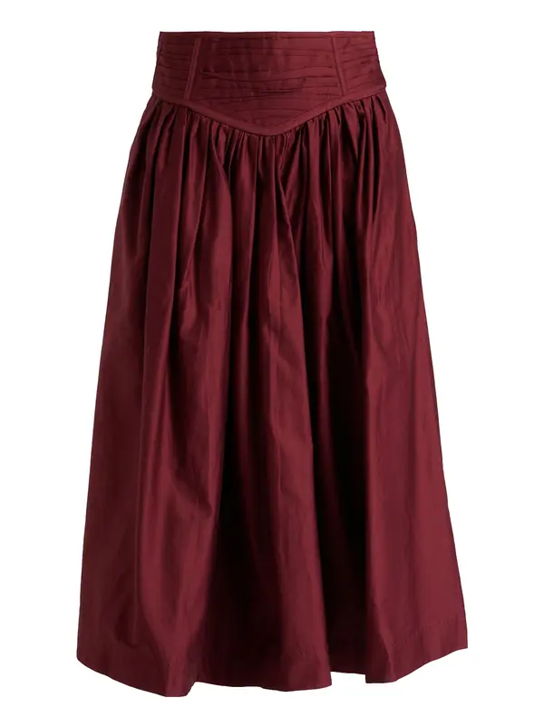 Aje Estelle Gathered Midi Skirt - Burgundy