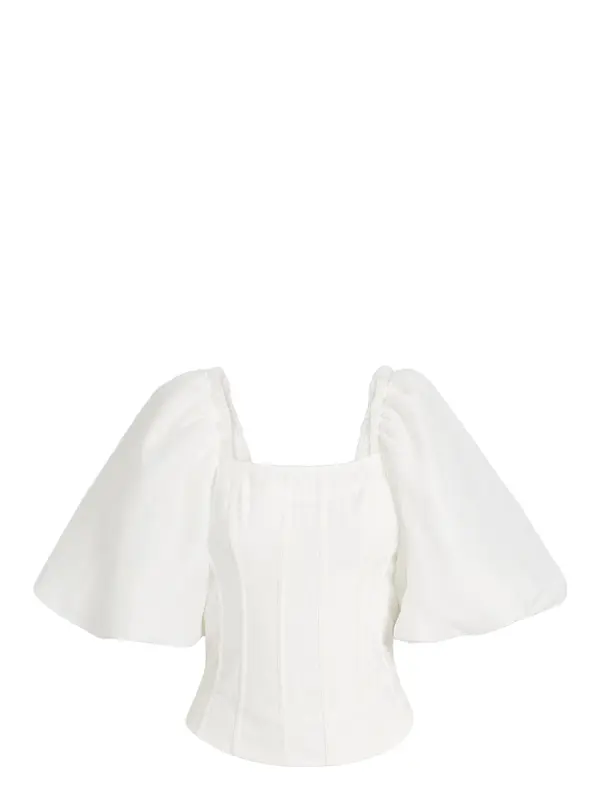 Aje Cecile Frayed Organza Top - White
