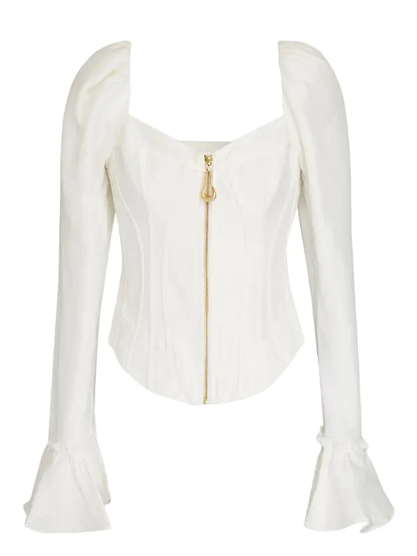 Aje Giselle Linen-blend Blouse - White