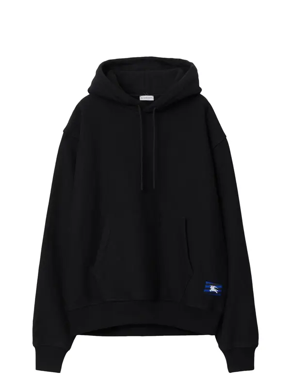 Burberry Ekd-appliqué Cotton Hoodie - Black
