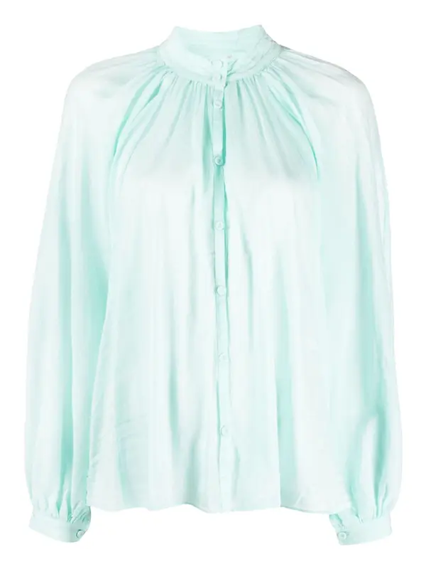 FORTE_FORTE Draped Semi-sheer Shirt - Blue