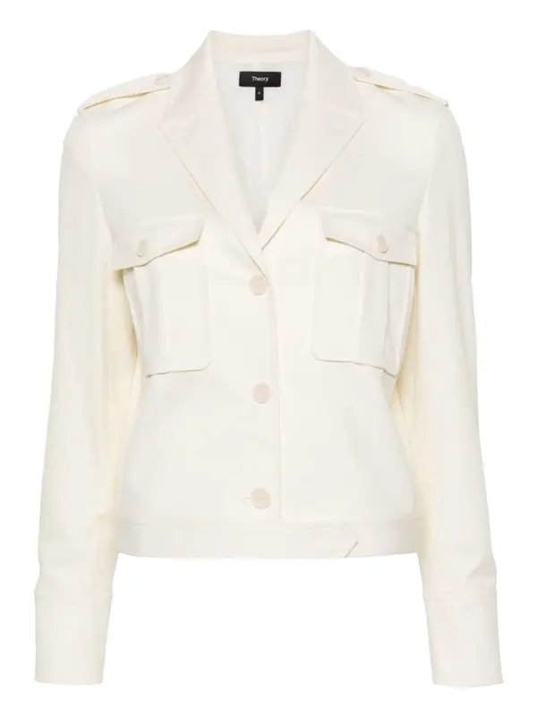 Theory Peak-lapel Cropped Jacket - Neutrals