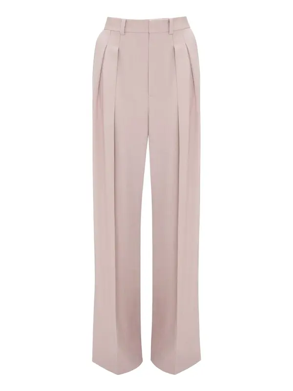Victoria Beckham Double-pleat Wide-leg Trousers - Pink