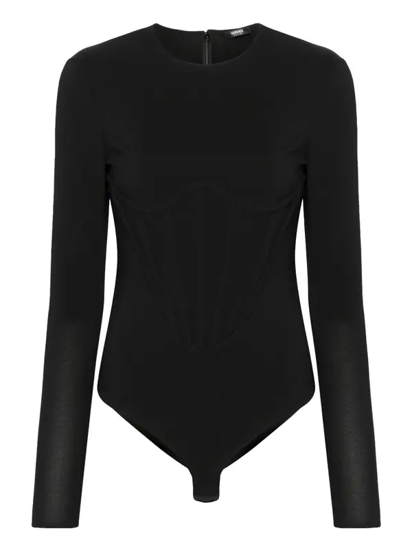 Versace Boned Crepe Bodysuit - Black