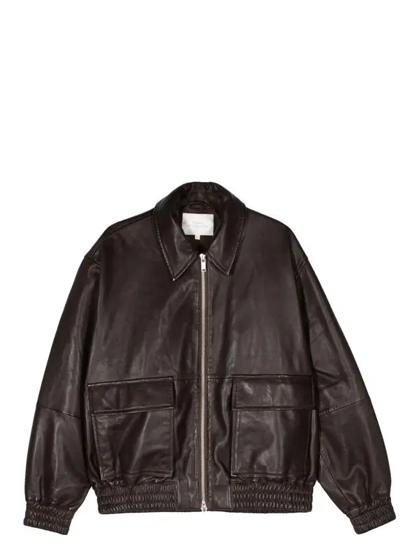 Studio Nicholson Piston Leather Zip-up Jacket - Brown