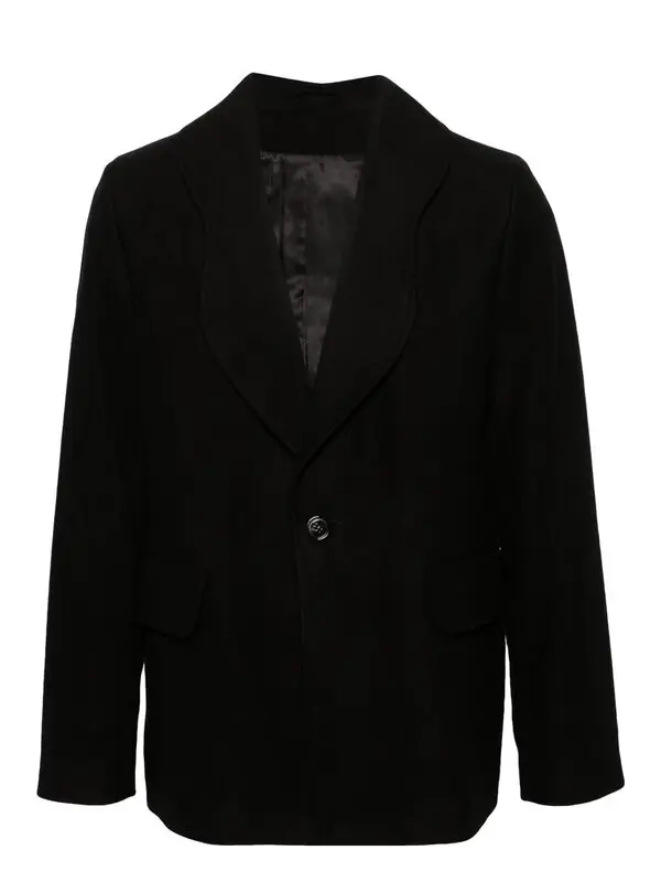 Séfr Curved-lapels Single-breasted Blazer - Black