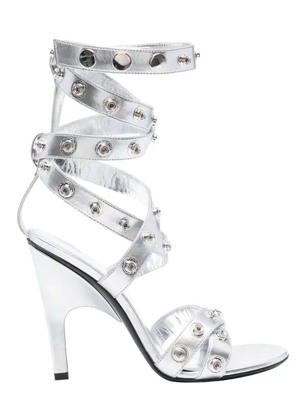 Attico Cosmo 105mm Leather Sandals - Silver