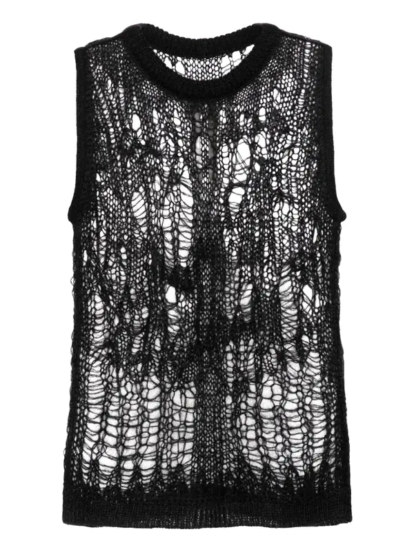 Rick Owens Distressed-effect Knitted Vest - Black