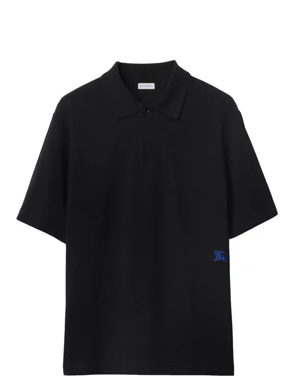 Burberry Equestrian Knight Cotton Polo Shirt - Black