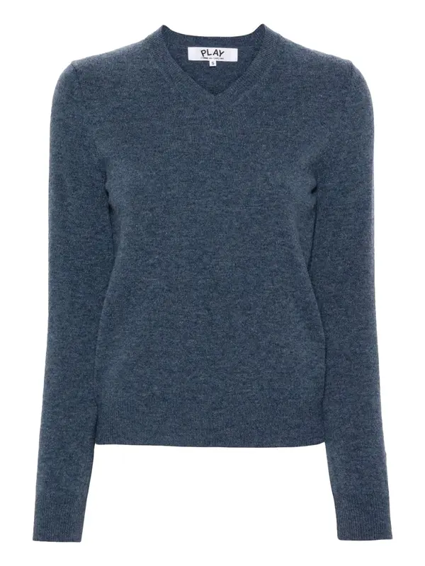Play Comme Des Garcon Heart Logo Wool Jumper - Blue