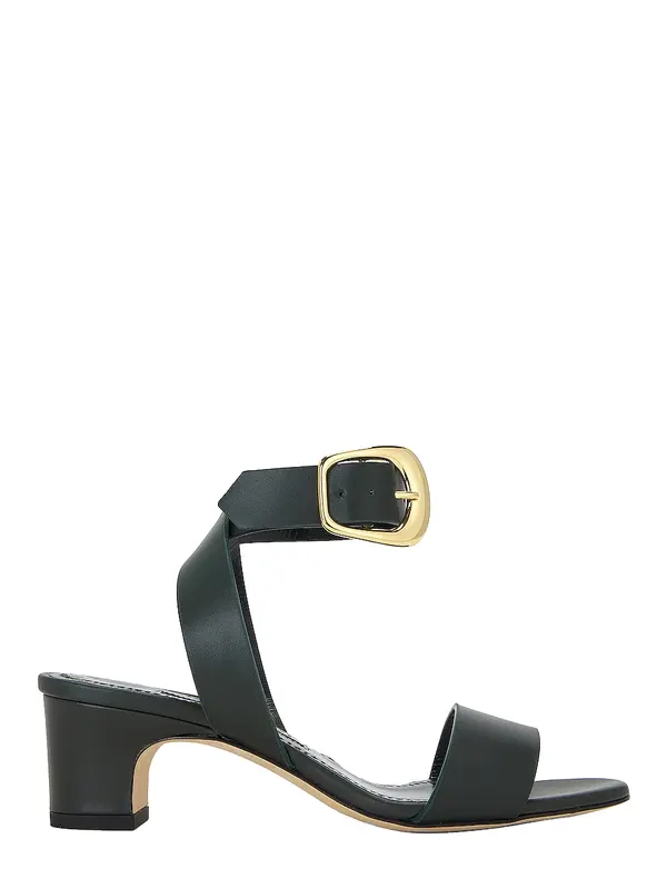 Manolo Blahnik Brutas 50 Leather Sandal - Dark Green
