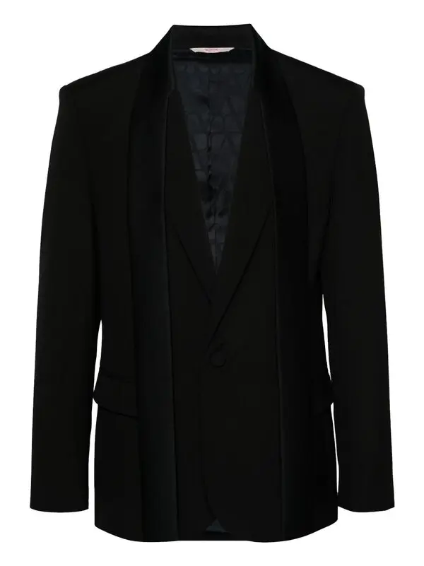 Valentino Garavani Scarf-detail Wool Blazer - Black