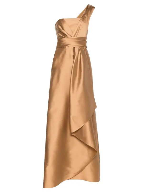Alberta Ferretti Mikado Maxi Dress - Neutrals