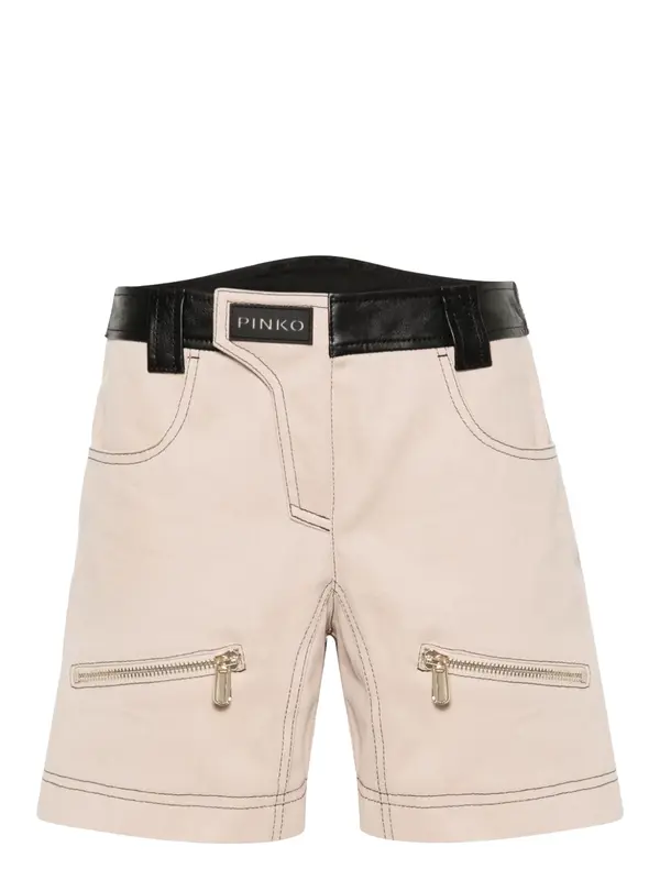 Pinko Scilla Paneled Leather Shorts - Neutrals