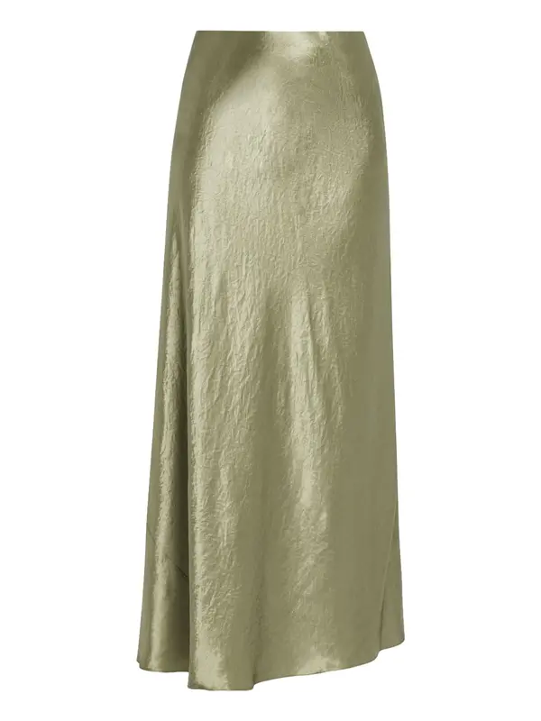 Vince Crinkled-finish Satin Maxi Skirt - Green