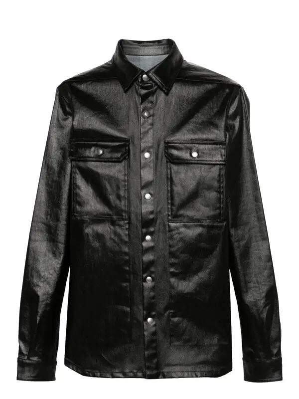 Rick Owens Coated Denim Shirt Jacket - Black