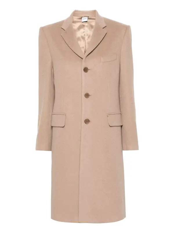 Aspesi Single-breasted Alpaca Wool-blend Coat - Neutrals