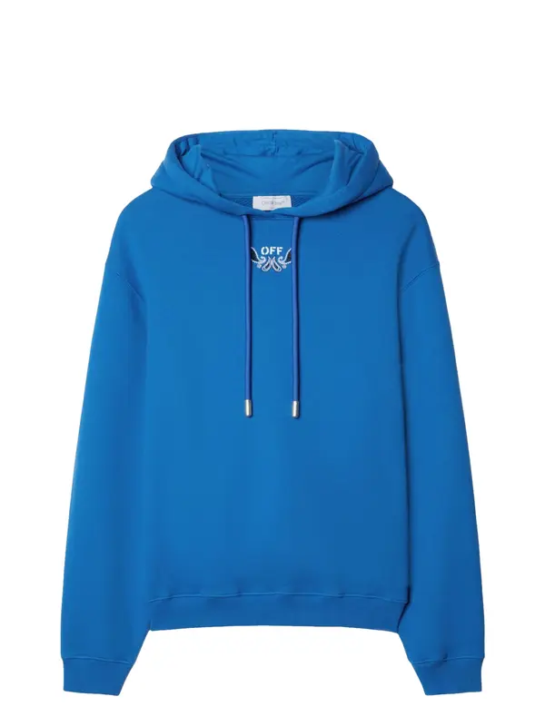 Off-White Arrow-embroidered Cotton Hoodie - Blue
