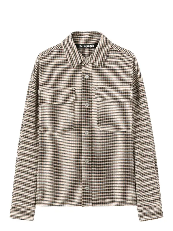 Palm Angels Logo-print Checked Overshirt - Neutrals