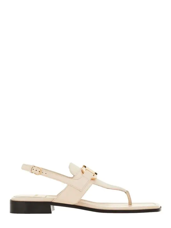 FERRAGAMO Gancini-buckle Leather Sandals - White