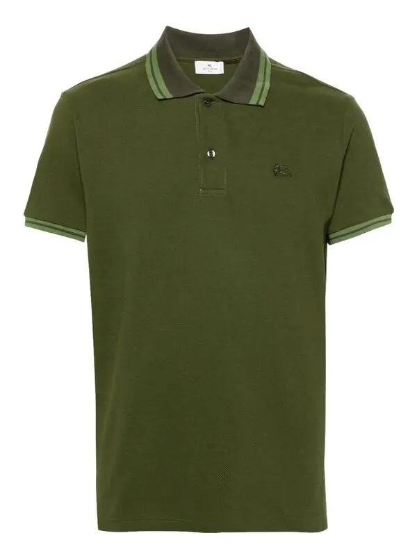 Etro Pegaso-embroidered Cotton Polo Shirt - Green