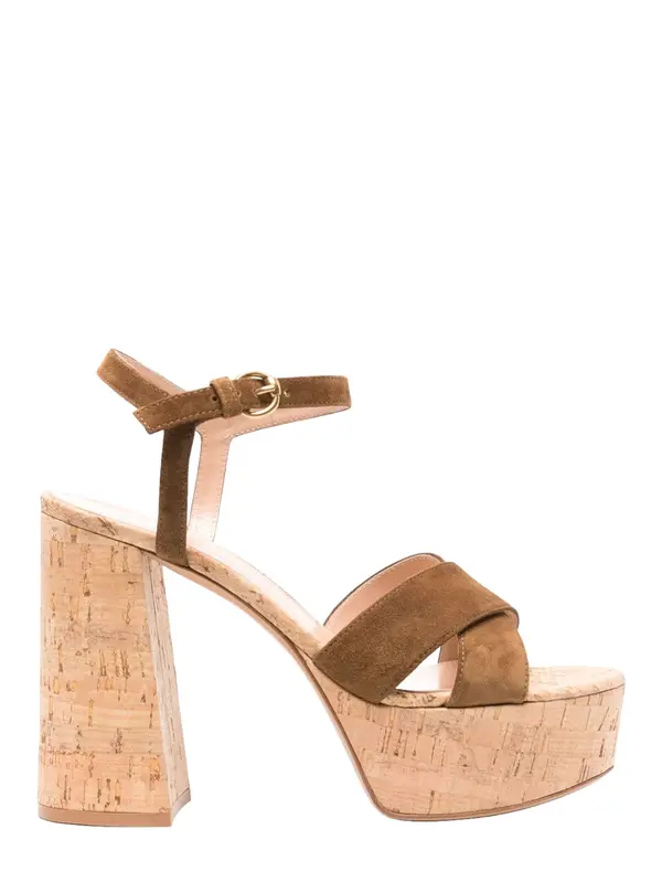GIANVITO ROSSI 128mm Suede Platform Sandals - Brown