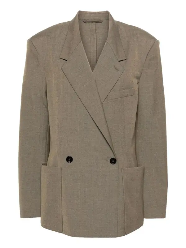 LEMAIRE Double-breasted Twill Blazer - Grey