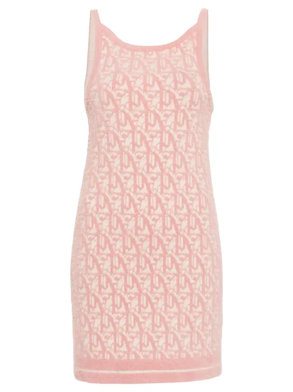 Palm Angels Monogram-jacquard Knitted Minidress - Pink