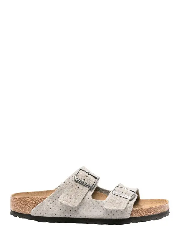 BIRKENSTOCK Arizona Perforated Suede Slides - Grey