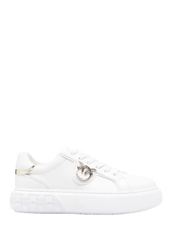 Pinko Love Birds Leather Sneakers - White