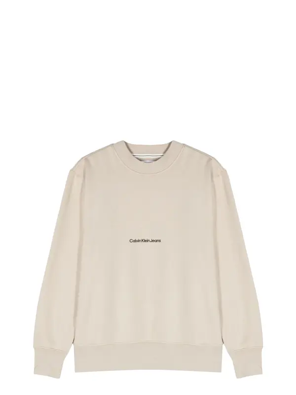 Calvin Klein Relaxed Embroidered-logo Sweatshirt - Neutrals