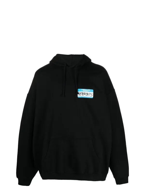Vetements Name-tag Printed Hoodie - Black