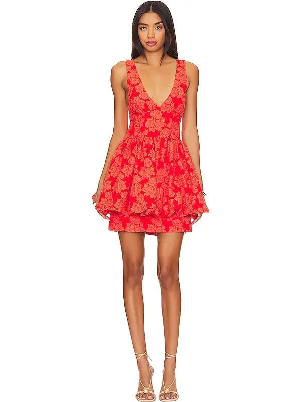 AURETA. Leighton Mini Dress - Bright Orange