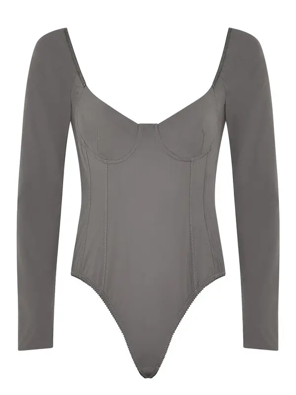 Paris Georgia Underwire Stretch-nylon Bodysuit - Dark Grey