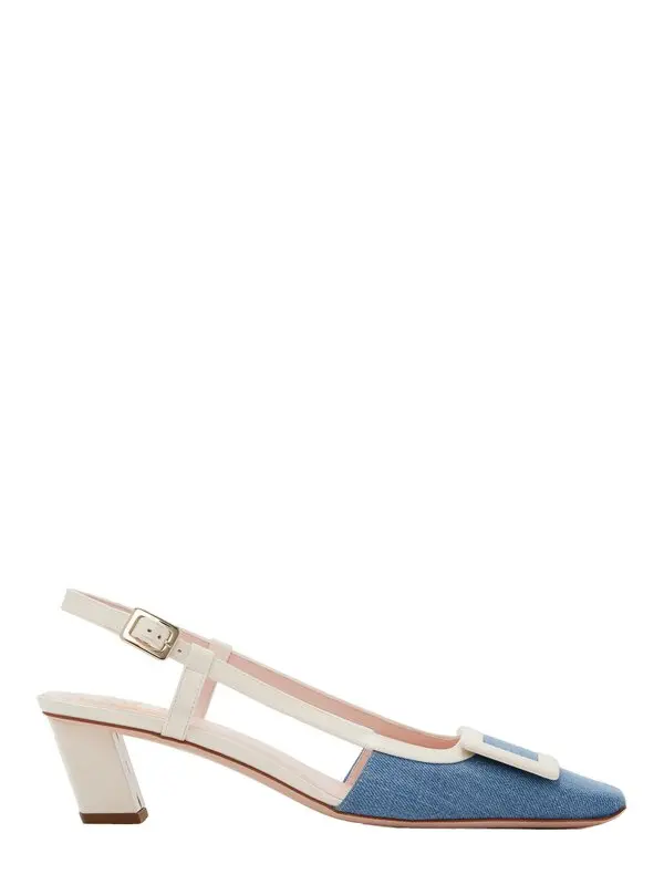 ROGER VIVIER Belle Vivier Denim Slingback Pumps - Blue