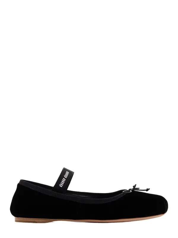 Miu Miu Velvet Ballerina Flats - Black