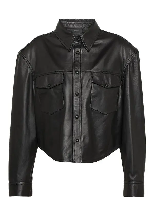 Wardrobe.NYC Leather Shirt Jacket - Black
