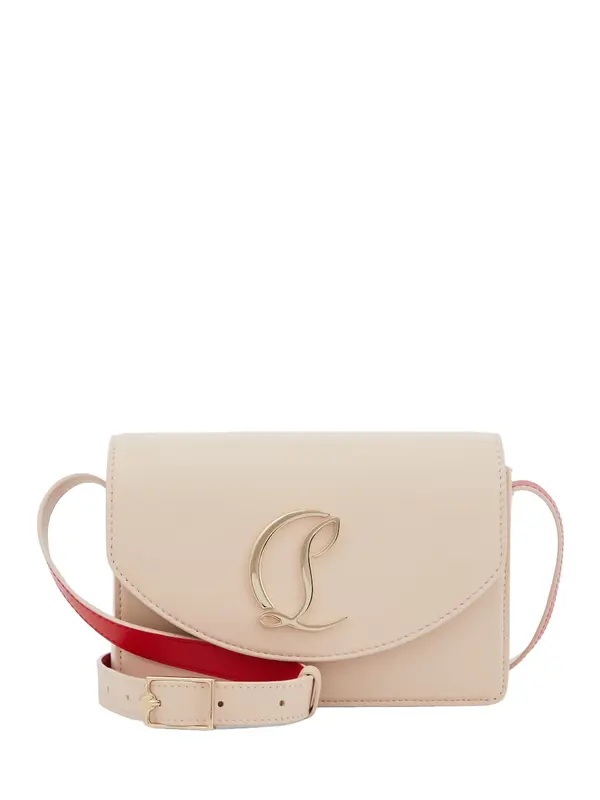 CHRISTIAN LOUBOUTIN Loubi54 Small Leather Crossbody Bag - Beige
