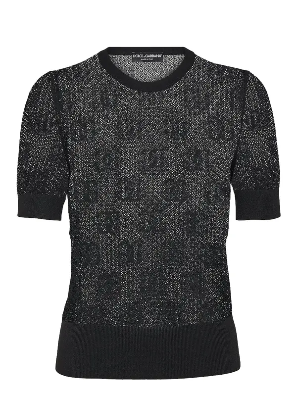 Dolce & Gabbana Logo Lace-stitched Jacquard Sweater - Black