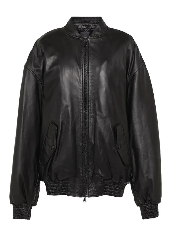 Wardrobe.NYC Leather Bomber Jacket - Black